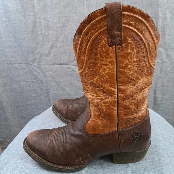 Ariat | Shoes | Ariat Mens 95d 2 Tone Brown Dark Brown Leather Roper ...